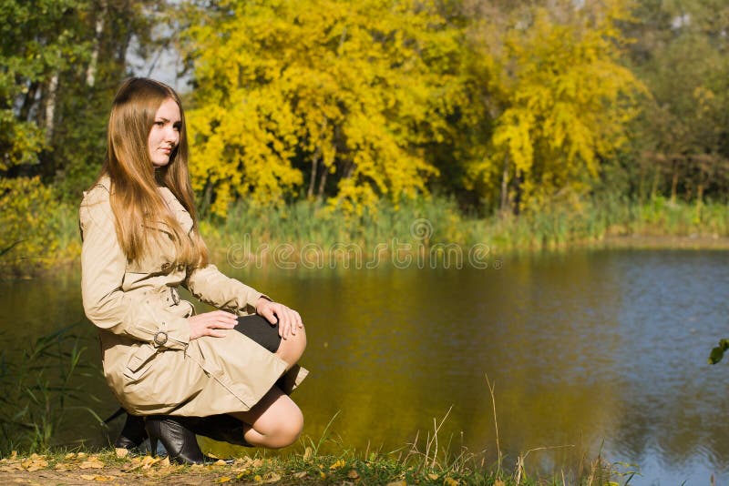 Woman at autumn park stock photo. Image of caucasian - 12074958