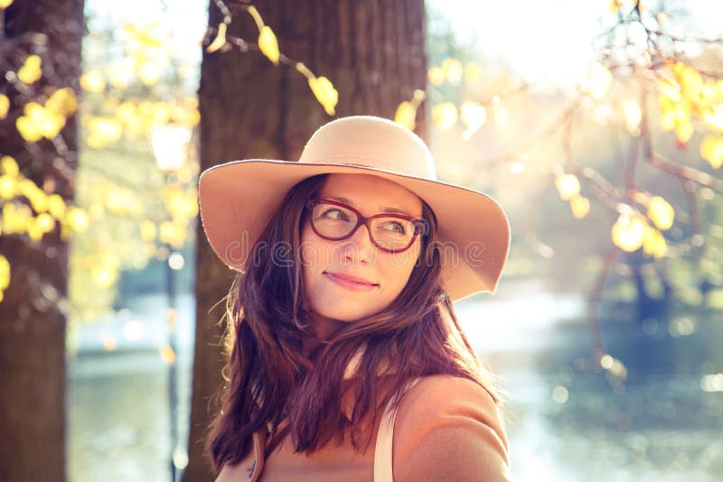 Woman in autumn park. stock image. Image of leisure, leaves - 78887575