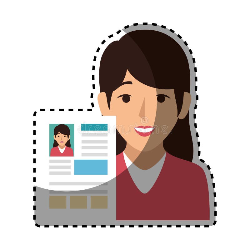 Woman Avatar with Curriculum Vitae Document Icon Stock Vector ...