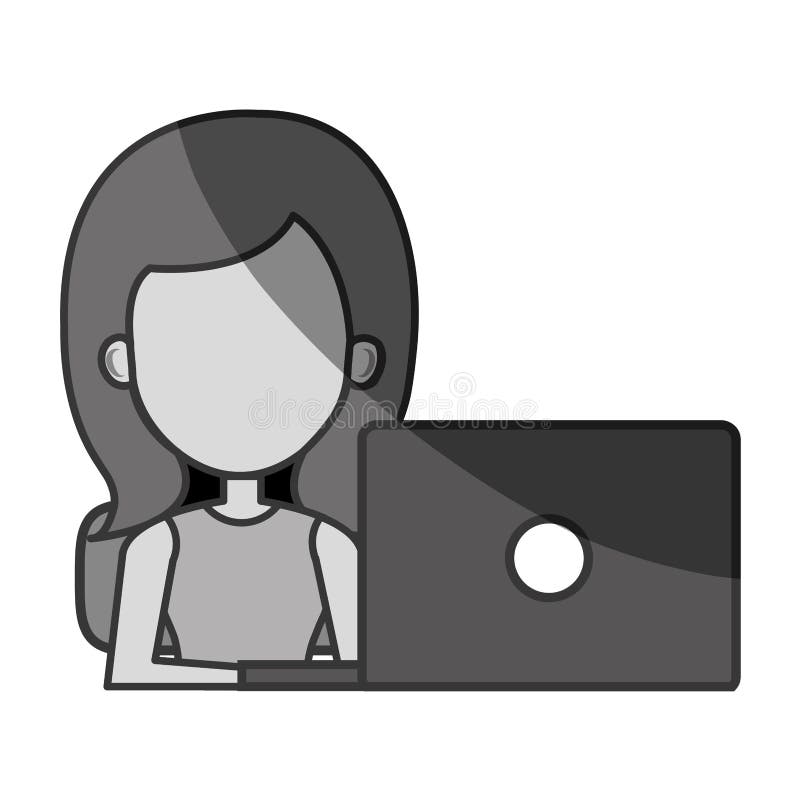 Woman avatar using laptop stock vector. Illustration of businesswoman ...