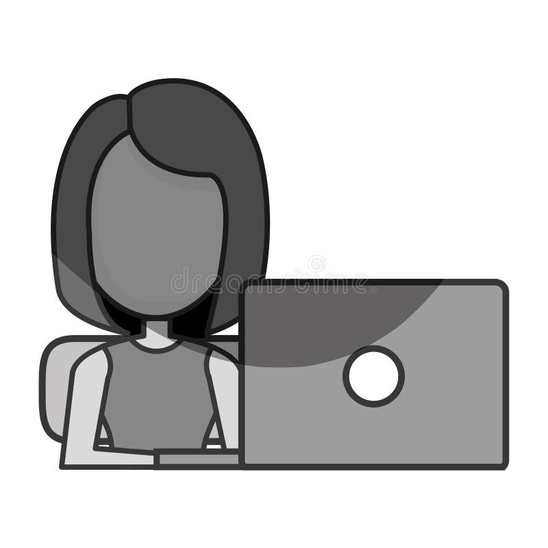 Woman avatar using laptop stock vector. Illustration of symbol - 81640458