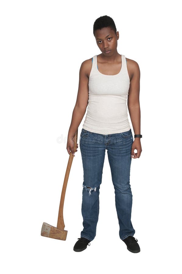 Woman with Axe stock image. Image of diverse, kill, depression - 66805375