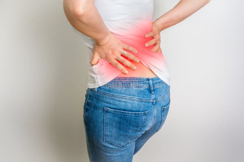 Woman With Back Pain Isolated On White Background Stock Photo - Image ...