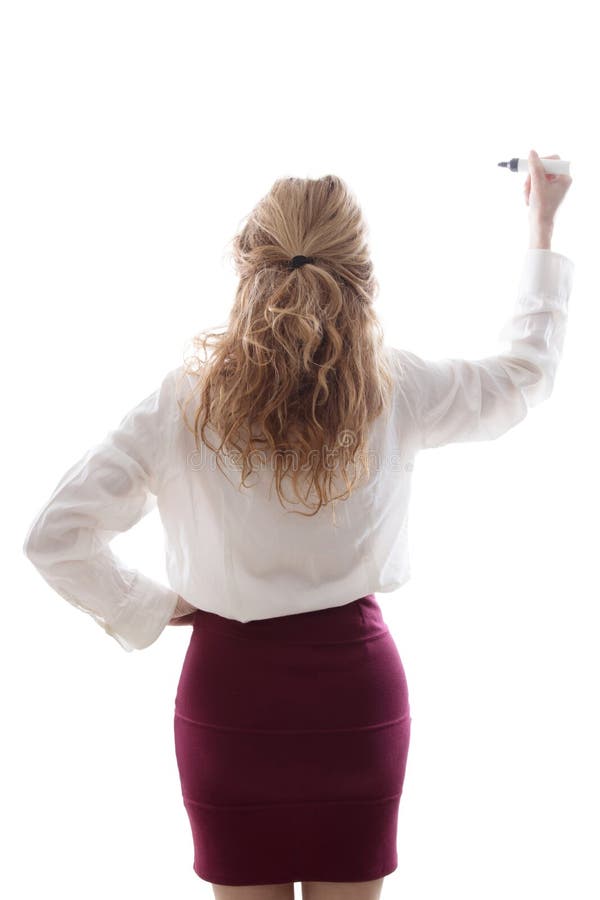 Woman from the Back Writing Stock Image - Image of marker, paint: 167084159