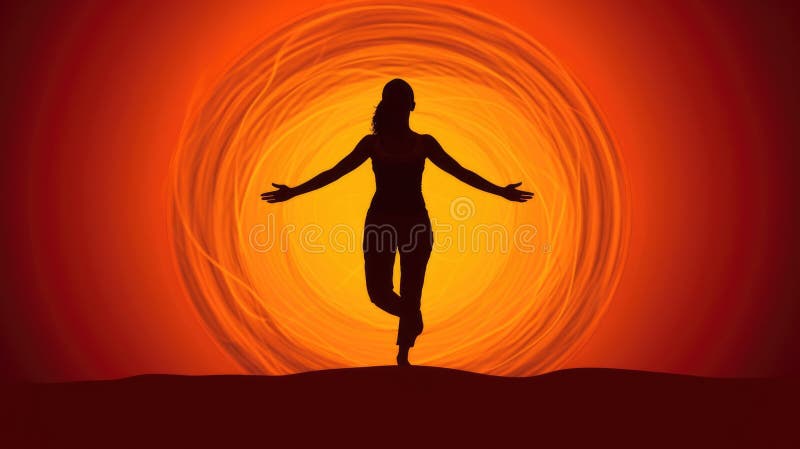 Woman in Yoga Full Body Backlit Pose in the Forrest. Generative AI ...