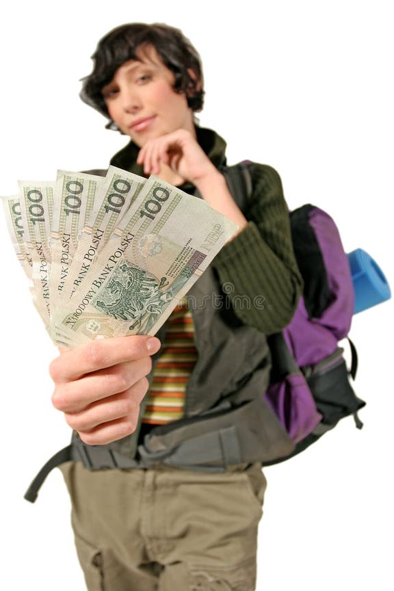 Woman with a backpack stock photo. Image of money, woman - 1495926