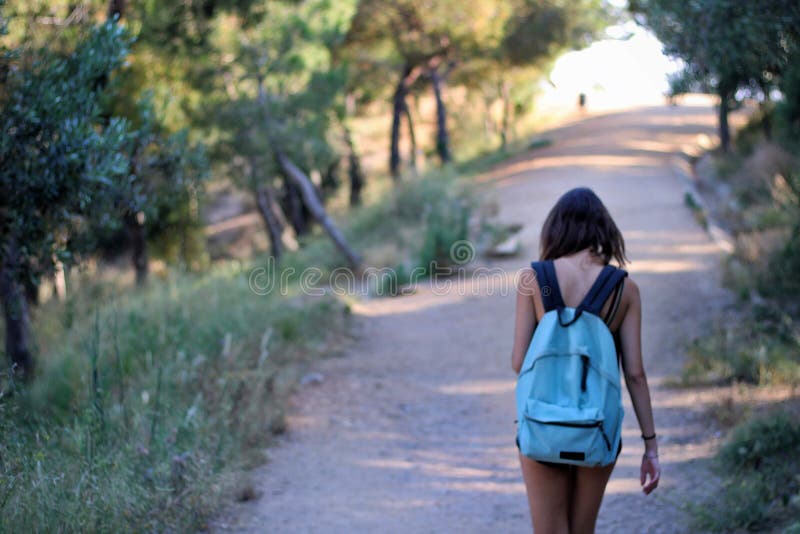 Woman with Backpack Walking. Stock Image - Image of fitness, sport ...