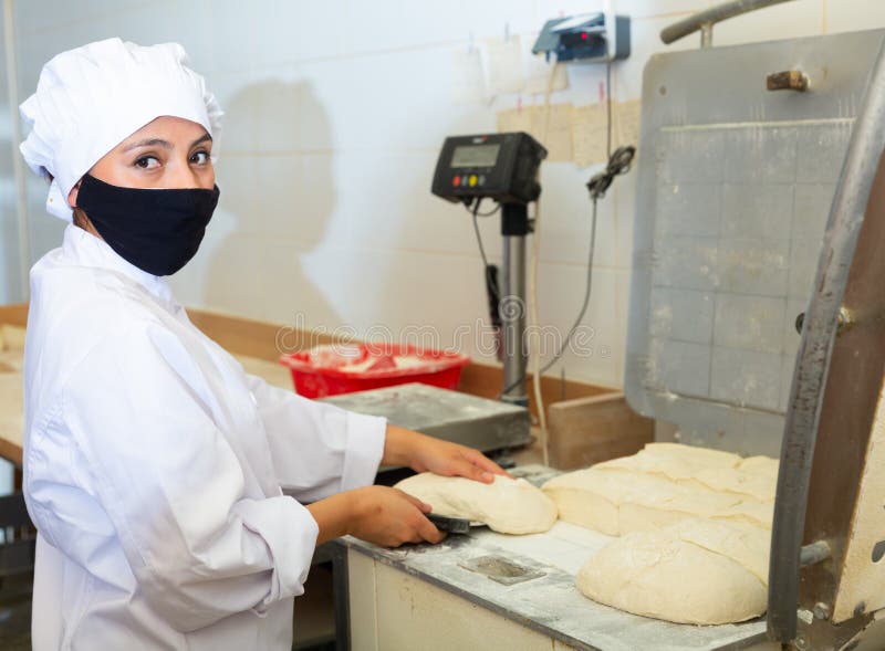 Baker Dividing Raw Dough into Equal Parts in Bakery Stock Image - Image ...