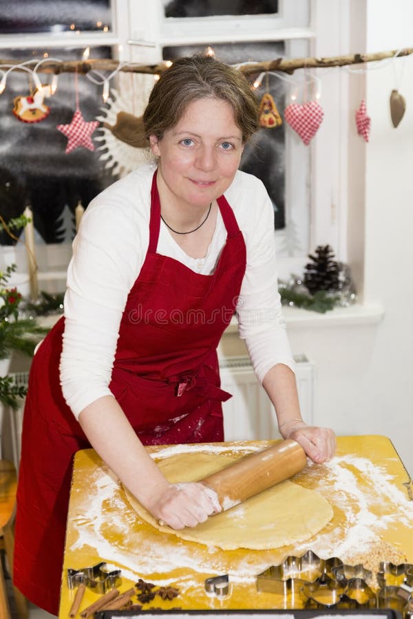 Woman is baking cookie stock photo. Image of caking, flour - 59602776