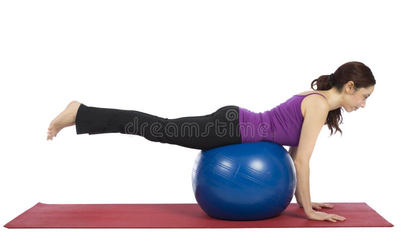 Woman Balancing on Pilates Ball Stock Photo - Image of gymnastics ...