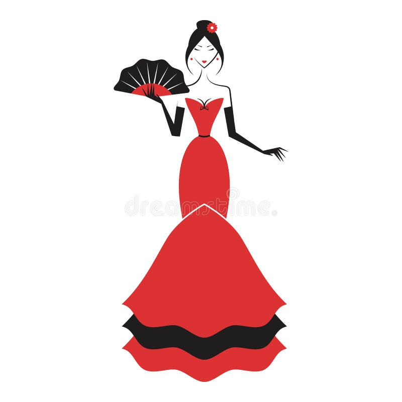 Woman in the ball gown red stock vector. Illustration of cartoon - 67323982