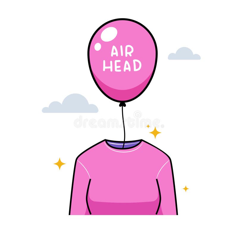 A Woman with Balloon Head. Isolated Vector Illustration Stock Illustration - Illustration of ...