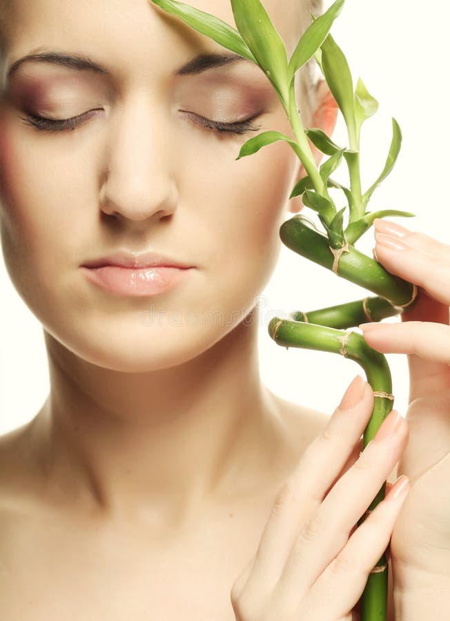 Woman with bamboo stock image. Image of fresh, face, medical - 49974707