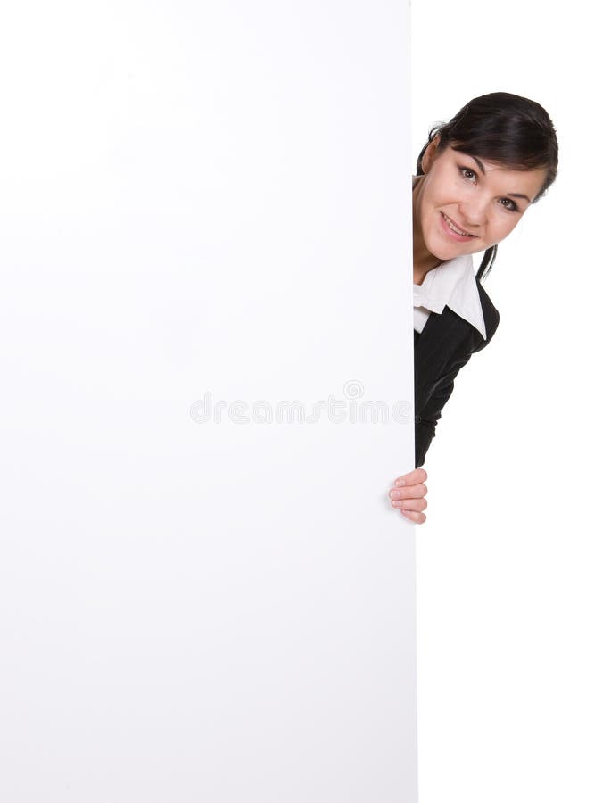 Woman with banner stock image. Image of happy, attractive - 13670893