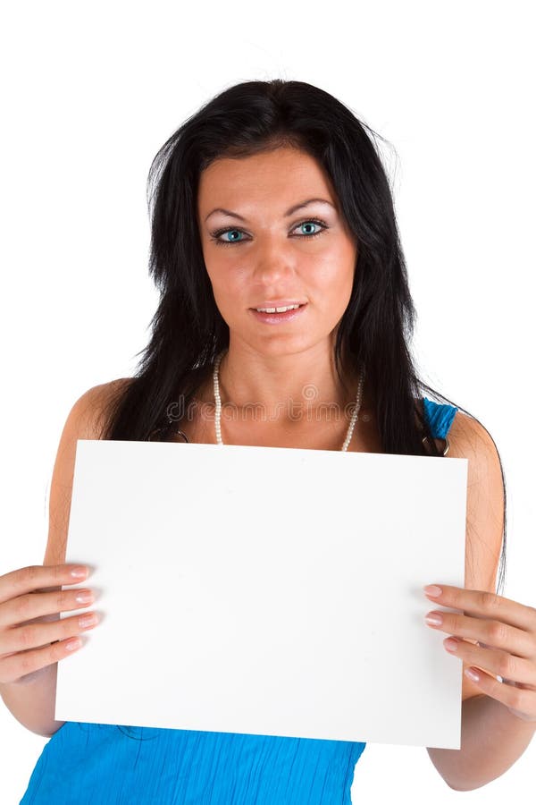 Woman with banner stock image. Image of attractive, posing - 7490681