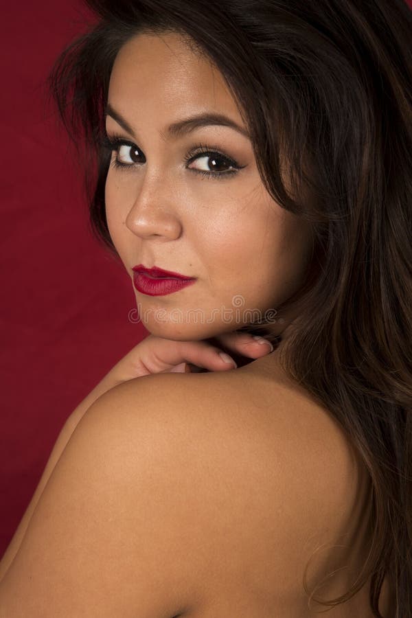 Woman Bare Back Close on Red Looking Stock Photo - Image of back, hair ...