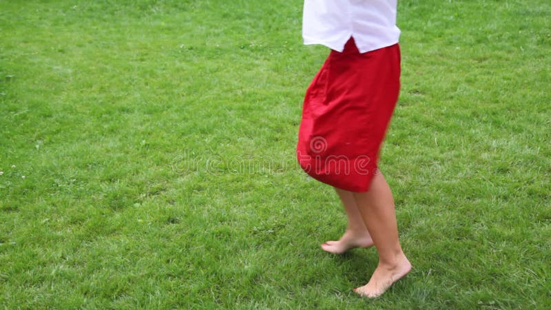 Woman Barefoot Dancing Across the Stock Video - Video of field, girl ...