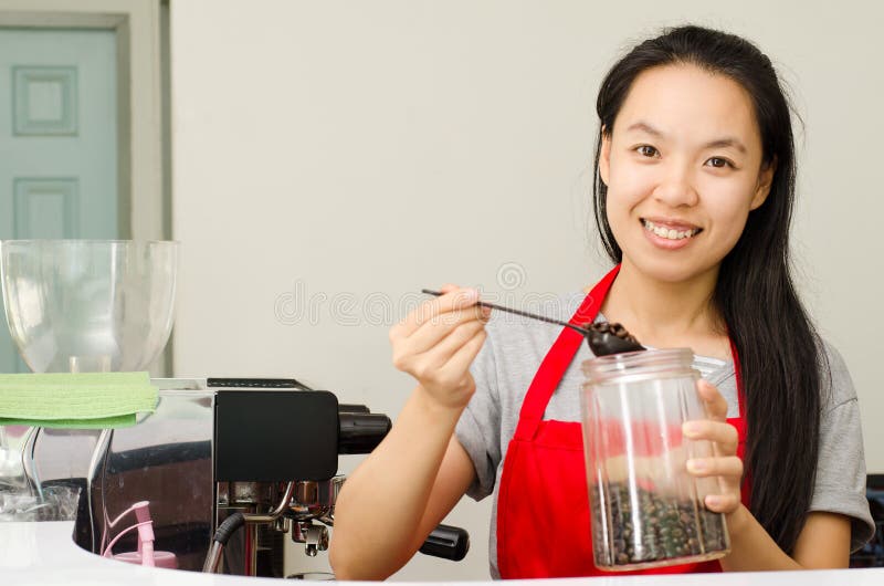 Woman barista stock photo. Image of lady, occupation - 64609576