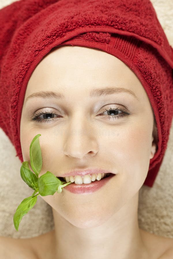 WOMAN with BASIL stock image. Image of harmony, conservation - 15074959