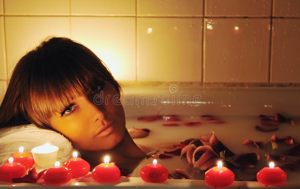 Woman bath flower stock image. Image of attractive, adult - 11602099