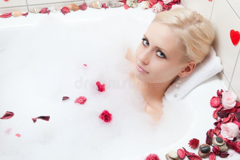 Woman bathing stock photo. Image of hygiene, copy, bubble - 12332072