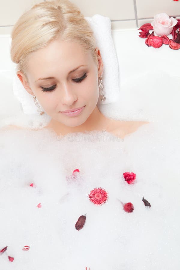 Woman bathing stock photo. Image of hygiene, copy, bubble - 12332072