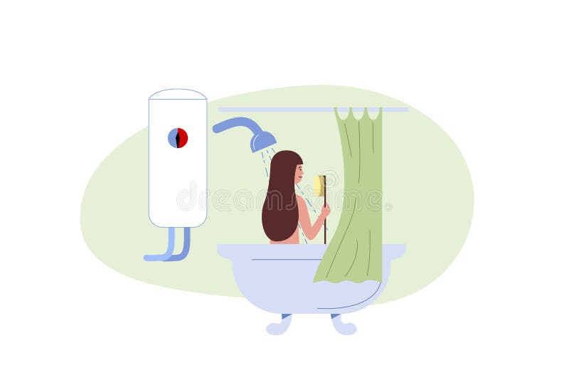 Woman Bathing Scene. Flat Vector Stock Vector - Illustration of ...
