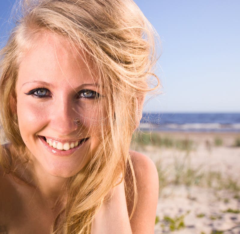 Woman on a beach. stock photo. Image of blue, outdoors - 20125218