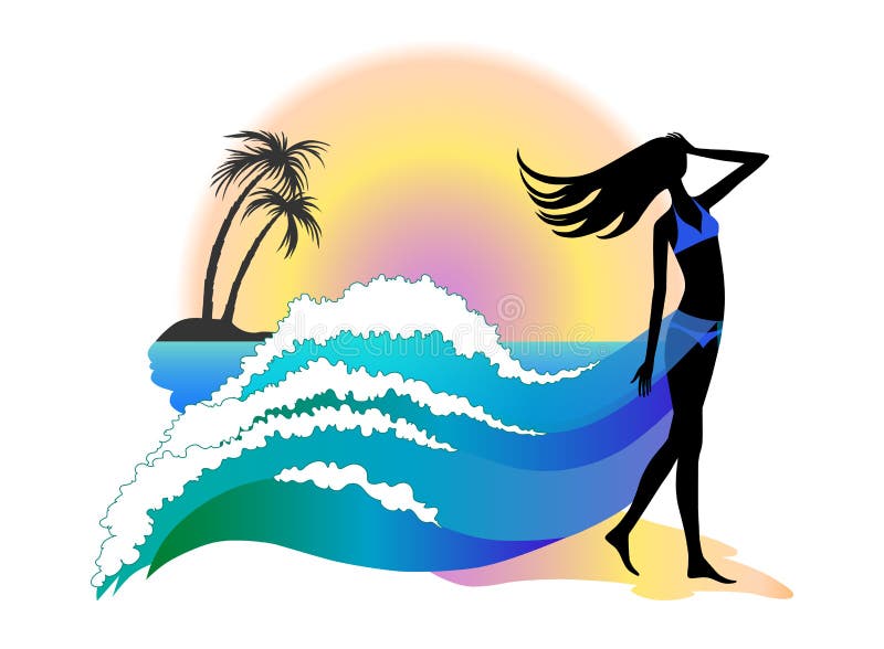 Hot Woman Beach Stock Illustrations – 7,264 Hot Woman Beach Stock ...
