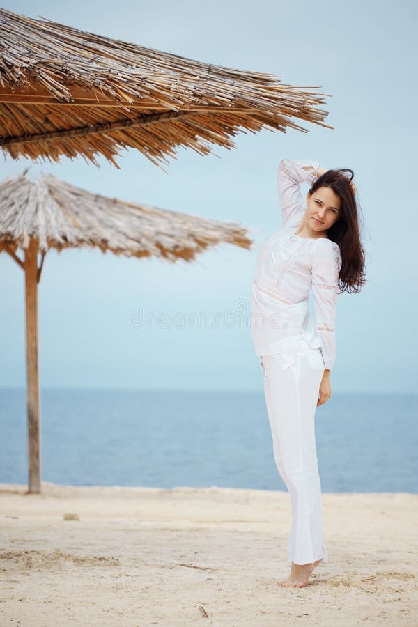 Woman at beach stock image. Image of female, healthy - 24013911