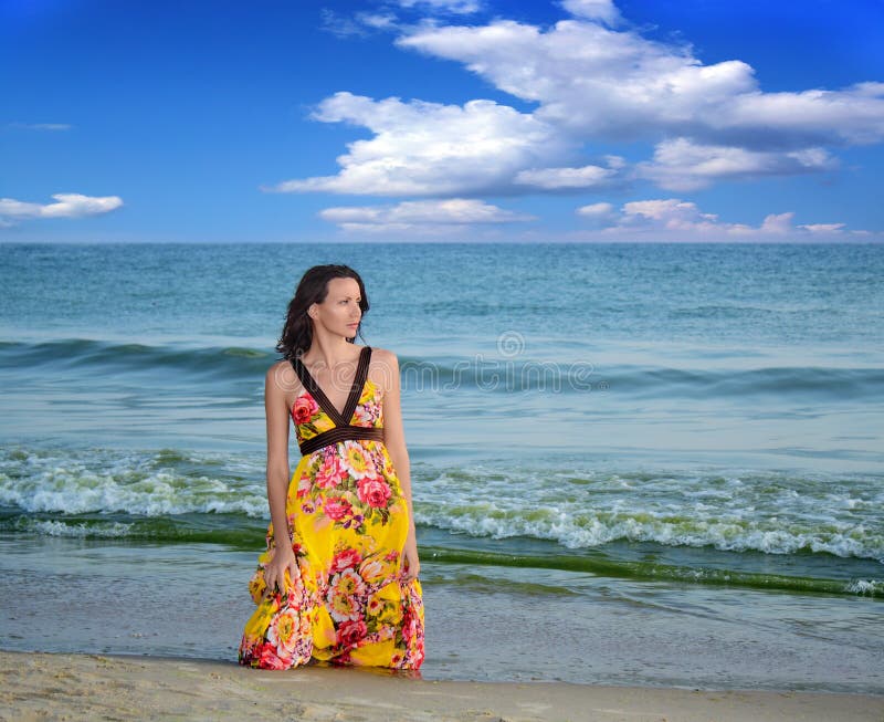 Woman on the Beach. stock image. Image of bright, ocean - 26377265