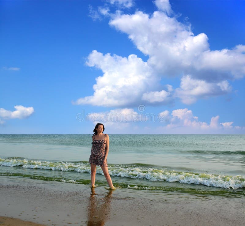 Woman on the Beach. stock photo. Image of beach, scenic - 26396218