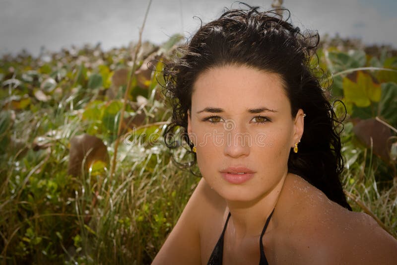 Woman at the beach stock image. Image of wave, summer - 7152833