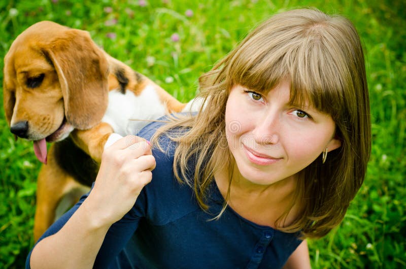Woman with beagle stock photo. Image of female, outdoor - 43139112