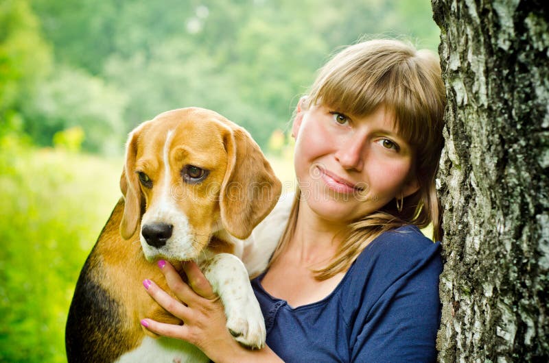 Woman with beagle stock photo. Image of cute, beautiful - 43139070