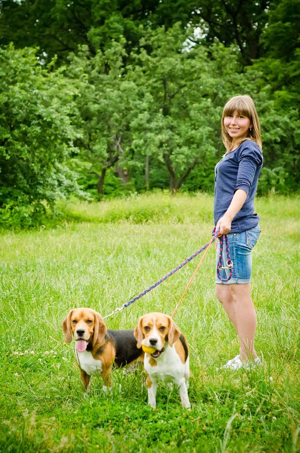 Woman with beagle stock photo. Image of cute, smile, happy - 45187216