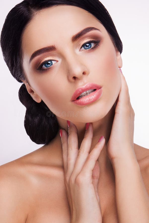 Portrait of a Beautiful Woman with Flowers in Her Stock Image - Image ...