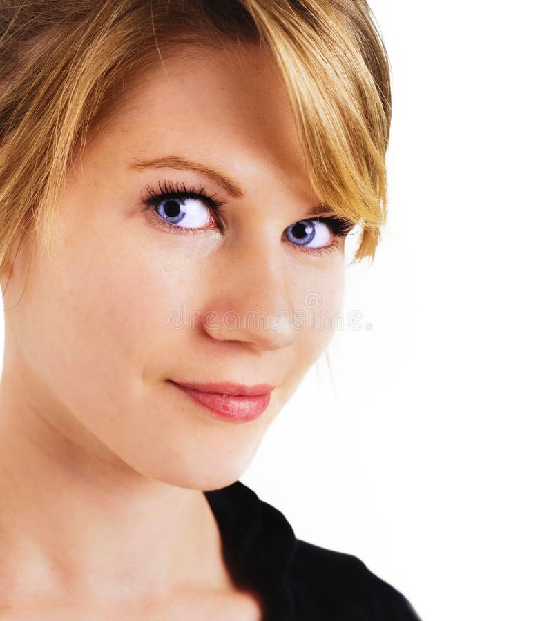 Woman with Beautiful Face and Blue Eyes Stock Photo - Image of success ...