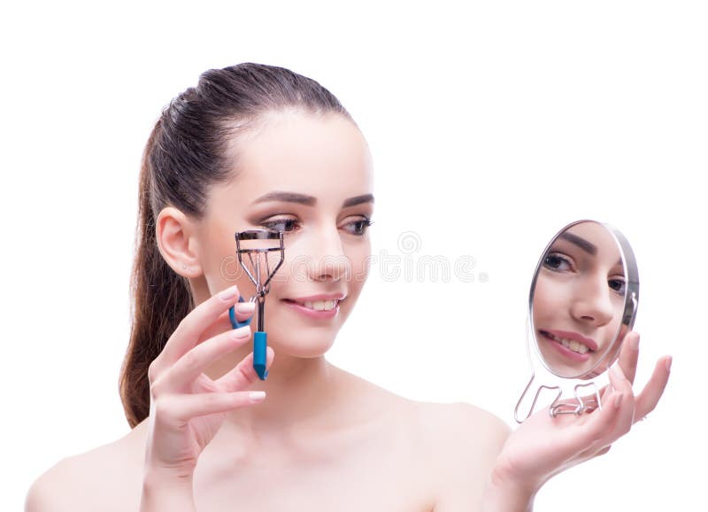 Woman in Beauty Concept Applying Make Up Using Cosmetics Stock Image ...