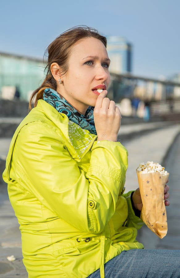 Woman stock image. Image of corn, food, bright, delicious - 69038463