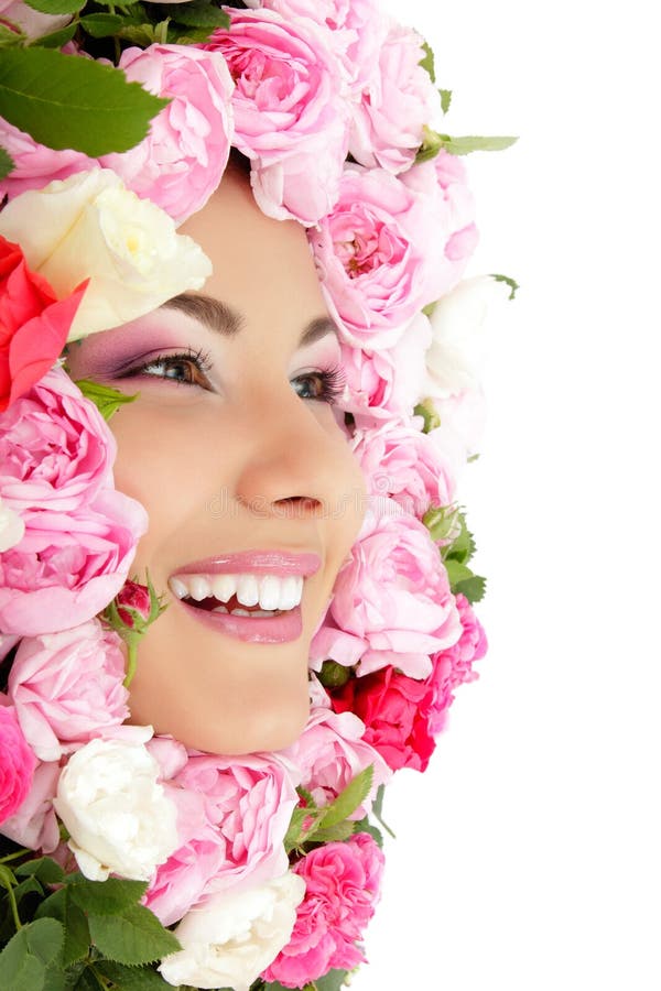 168 Woman Beauty Face Flower Roses Frame Stock Photos - Free & Royalty ...