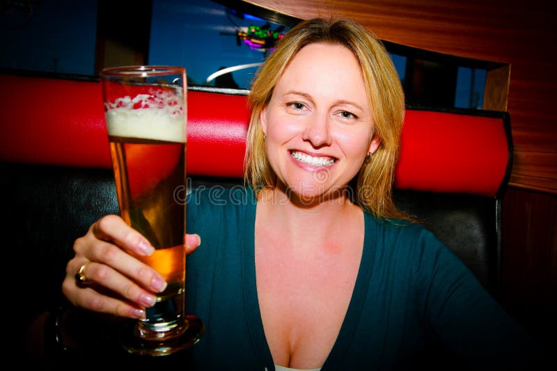 Woman with Beer stock photo. Image of night, enjoying - 21385352