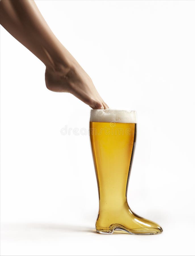 Woman with Beer glass boot stock image. Image of stein - 4793255