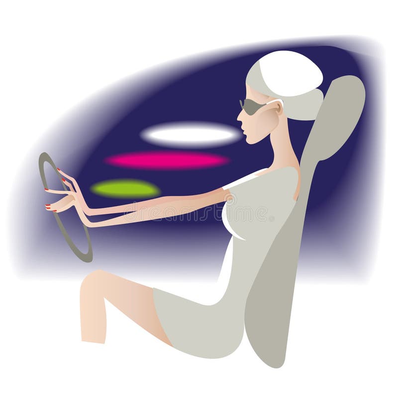 The woman behind the wheel stock vector. Illustration of emancipation ...