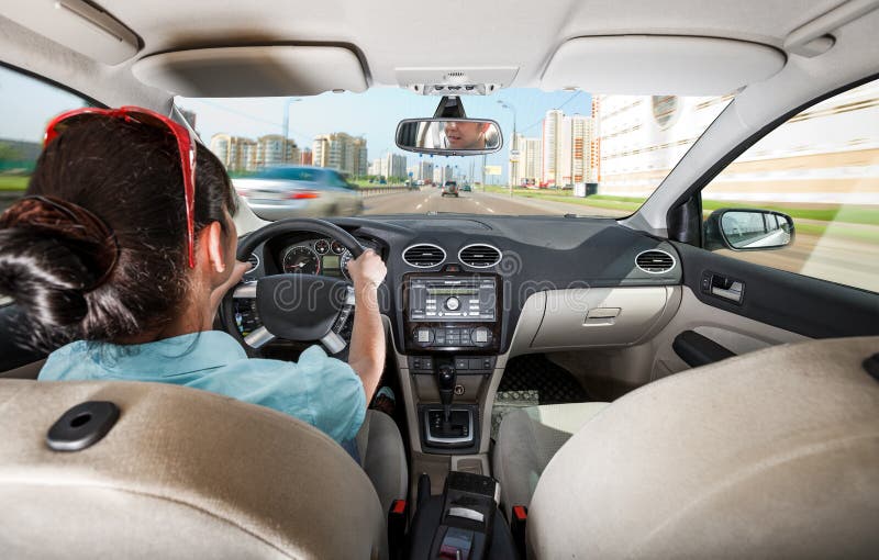 Woman Behind the Wheel of a Car. Stock Image - Image of adult, human ...