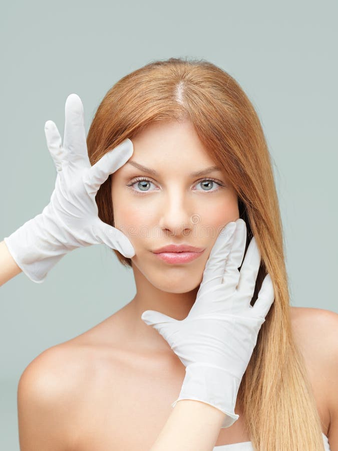 Woman Being Examinated Plastic Surgeons Hands Stock Photo - Image of ...