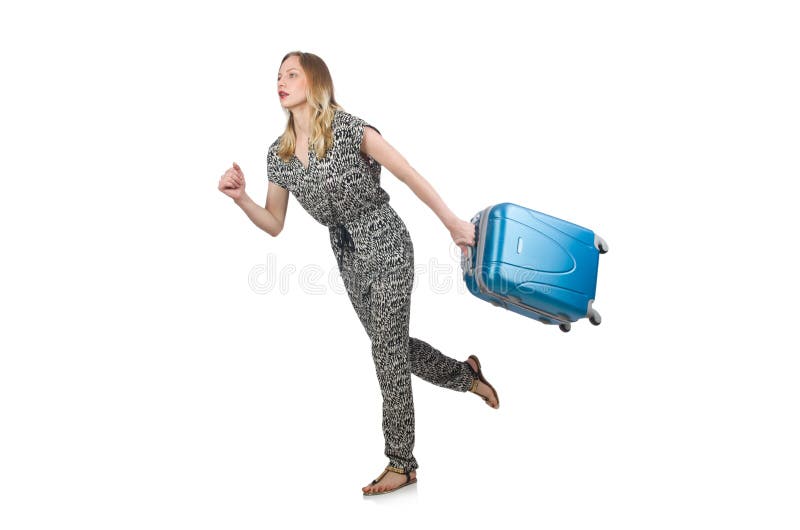 Woman being late stock image. Image of girl, packing - 45061967