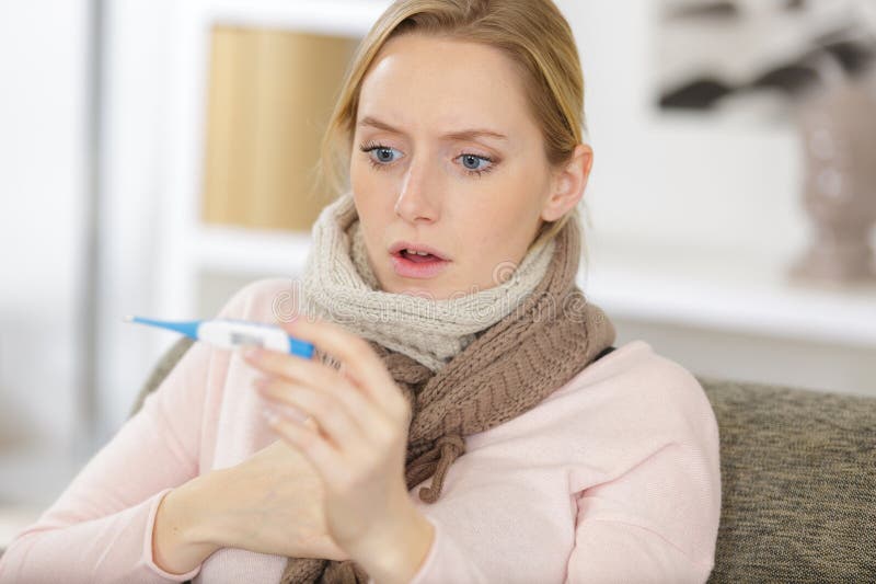 Woman Being Sick Having Flu Lying on Sofa Stock Photo - Image of ...