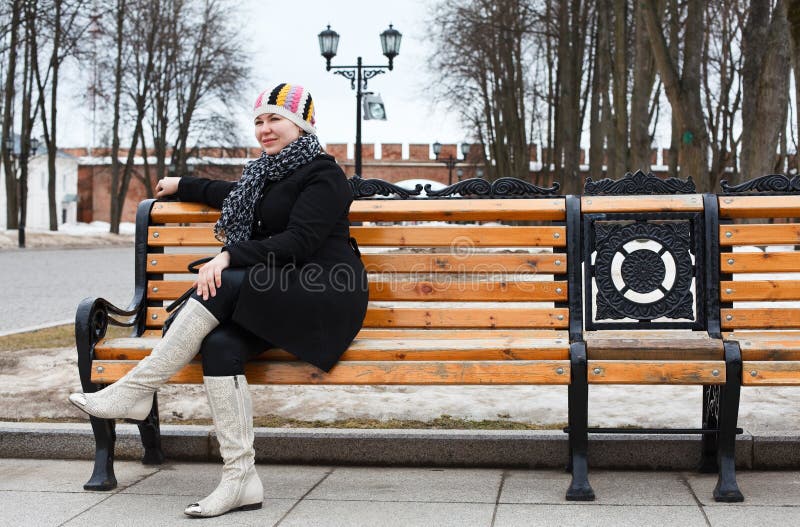 Woman on bench stock image. Image of smiling, attractive - 19258453