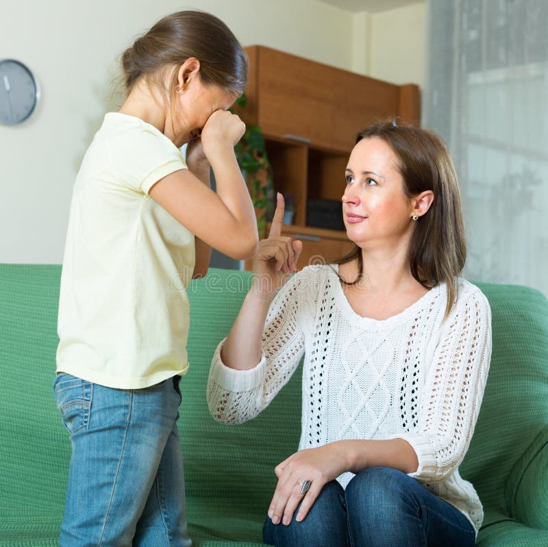 Woman Berating Crying Daughter Stock Photo - Image of hysterics ...